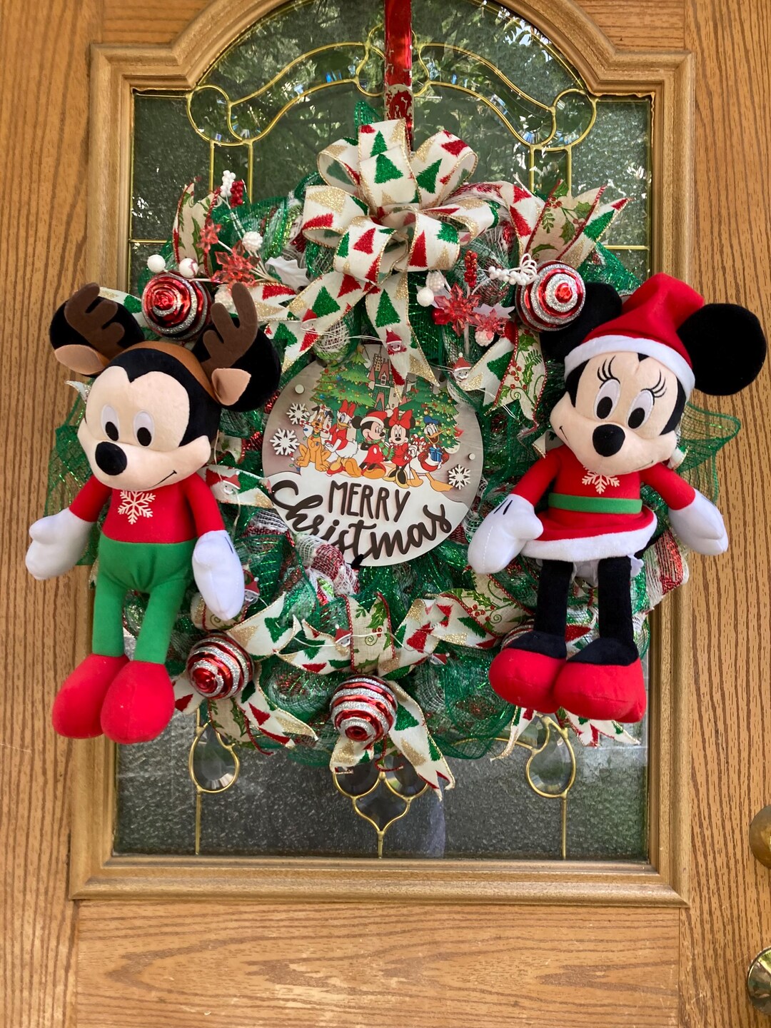 Festive Disney Christmas Wreath With Lights Mickey and Minnie Inspired ...