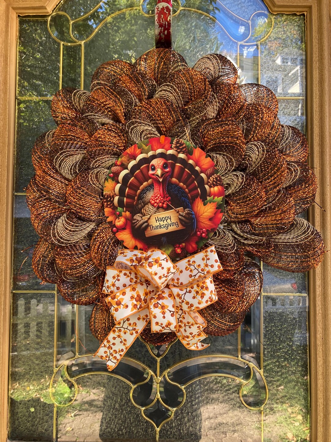 Autumn Harvest Thanksgiving Door Decor Wreath With Turkey - Etsy