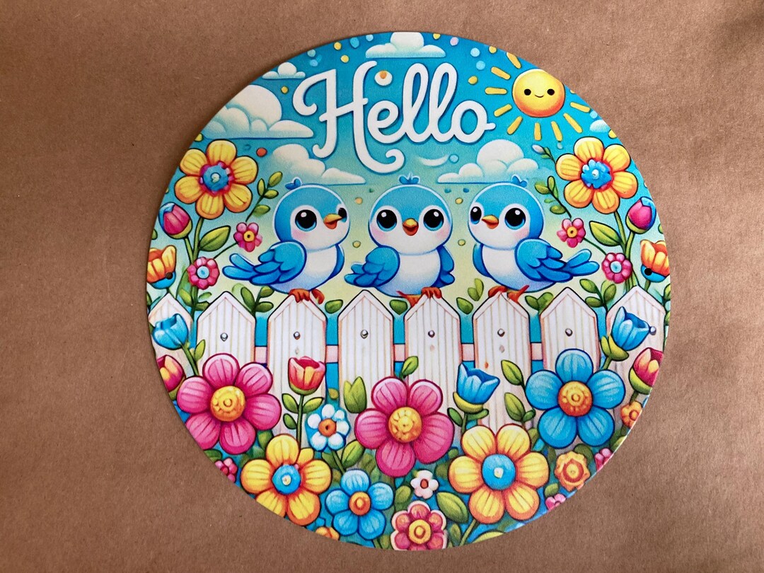 Cheerful Birds Hello Welcome Sign - Whimsical Garden Decor, Outdoor ...
