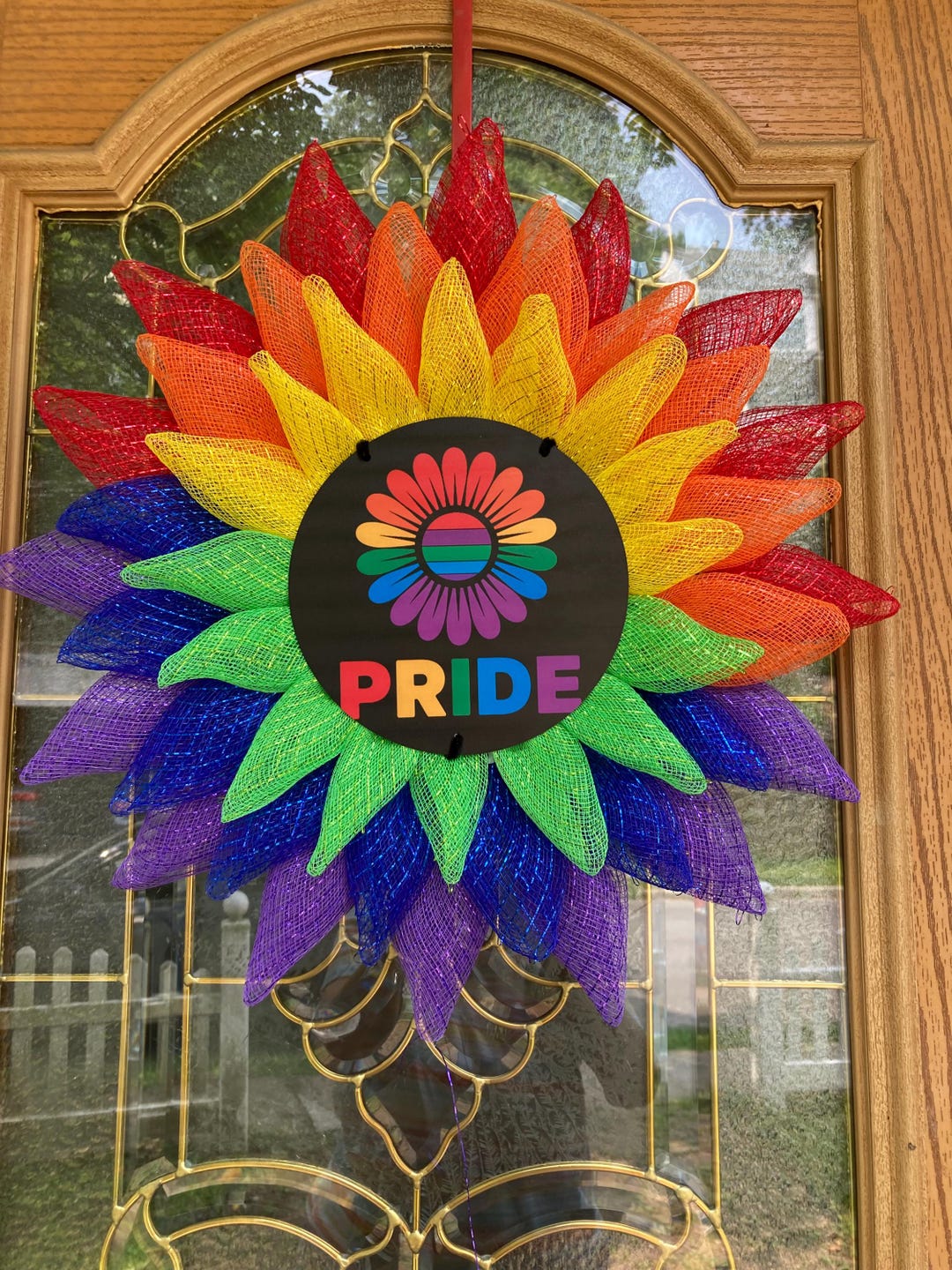 Handmade Rainbow Pride Wreath, 18" Inclusion Door Decor, Vibrant ...