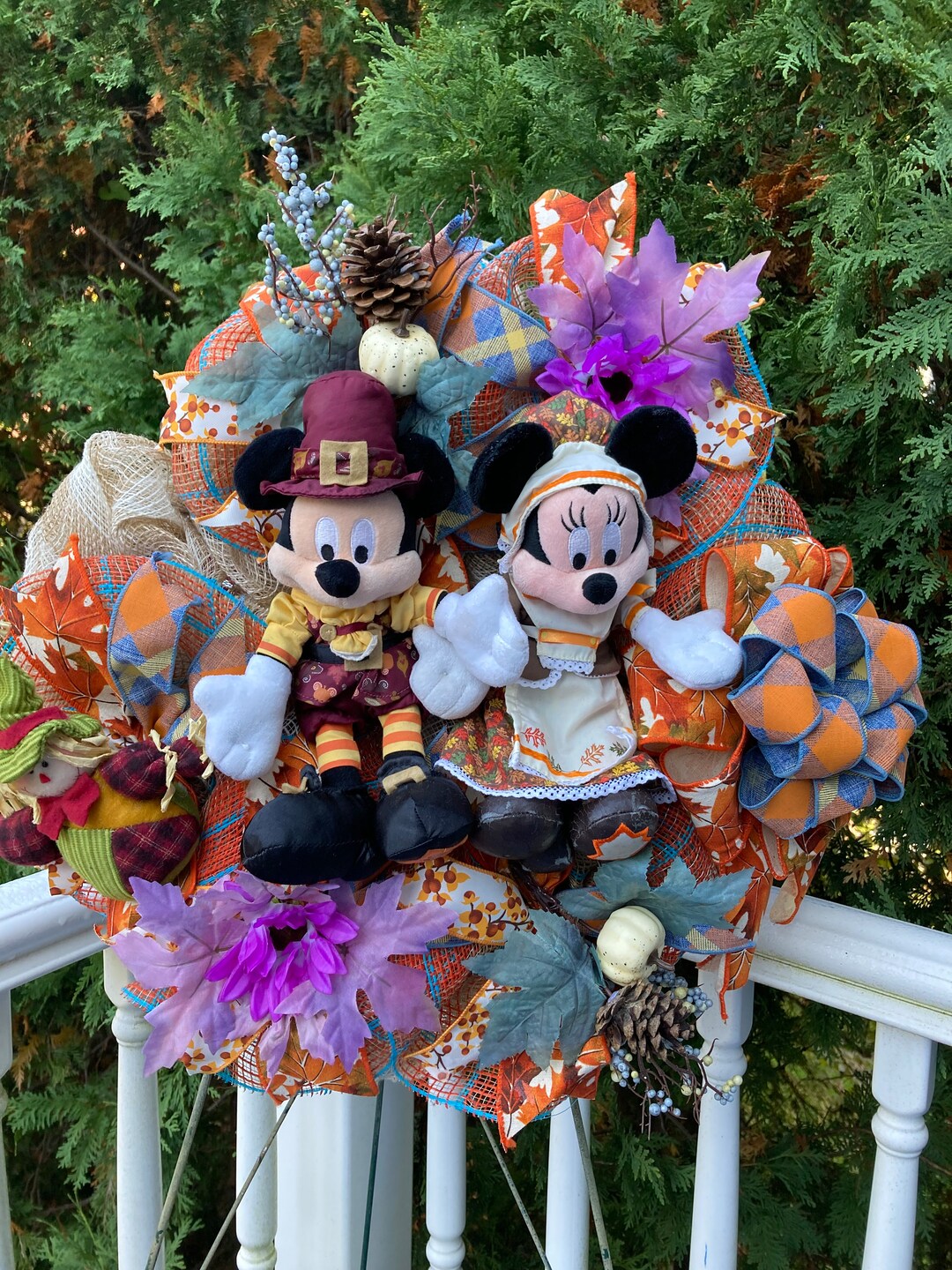 Mickey and Minnie Thanksgiving Wreath Disney Wreath Fall - Etsy