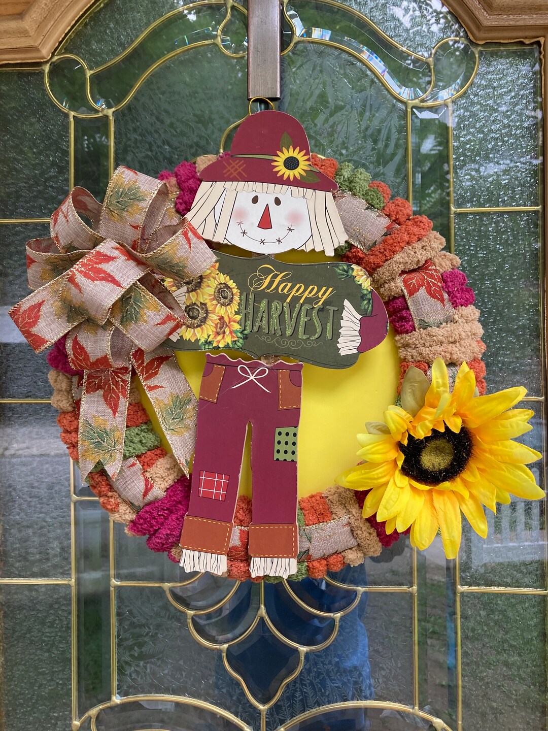 Welcome Fall Scarecrow Autumn Wreath Thanksgiving Door Harvest Decor - Etsy