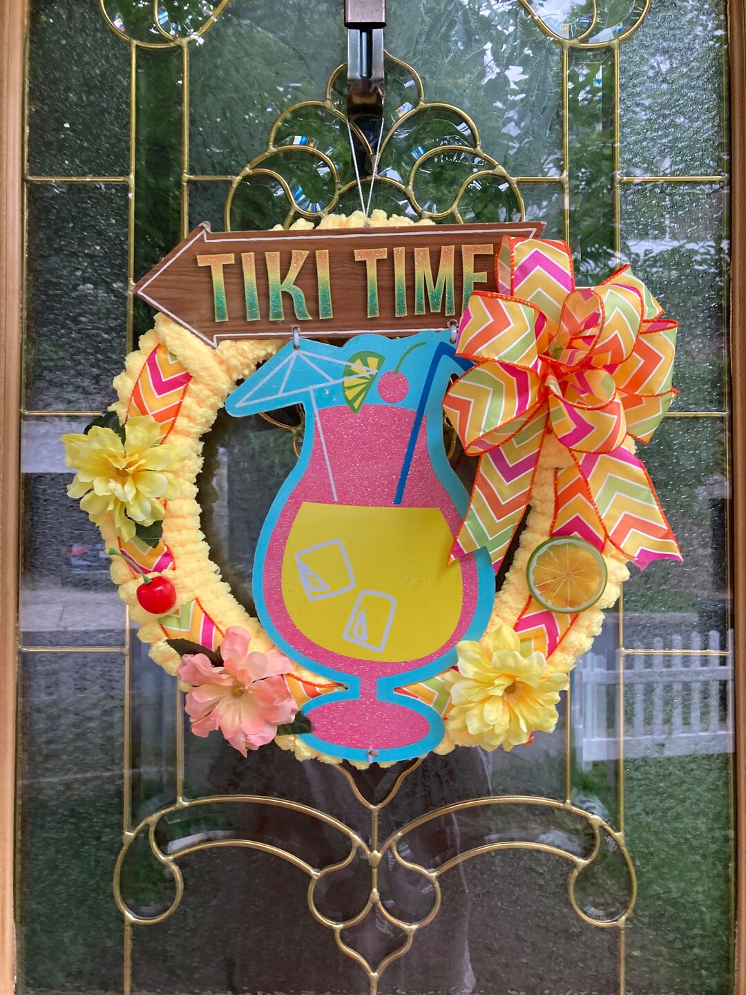 Everyday Wreath, Summer Tiki Bar Yarn and Ribbon Wreath - Etsy