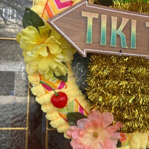 Tropical Tiki Bar Decor: Handcrafted Yarn & Ribbon Wreath for Beach ...
