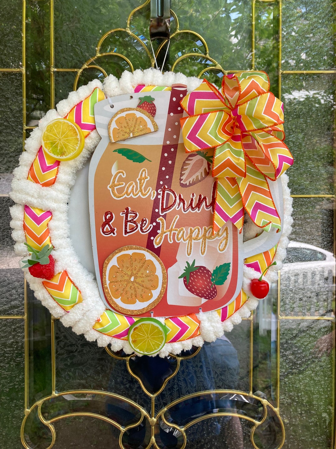 Everyday Wreath, Tiki Bar Yarn and Ribbon Wreath - Etsy