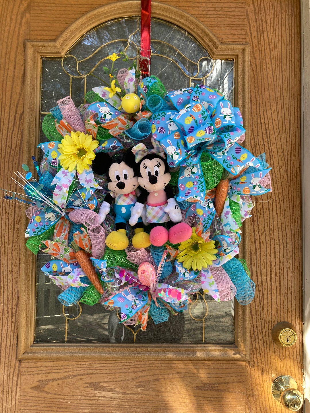 Disney Easter Wreath With Mickey and Minnie for Door Decor - Etsy