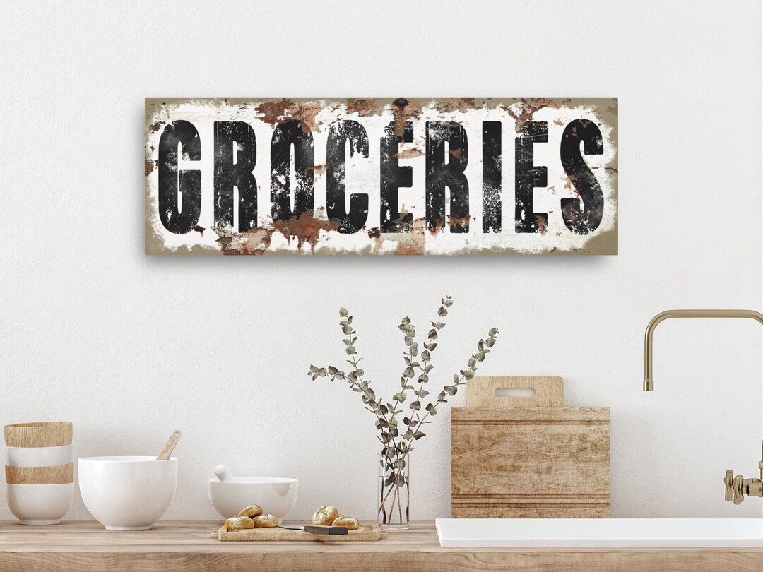 Kitchen Groceries Sign Modern Farmhouse Urban Rustic Decor, Mercantile ...