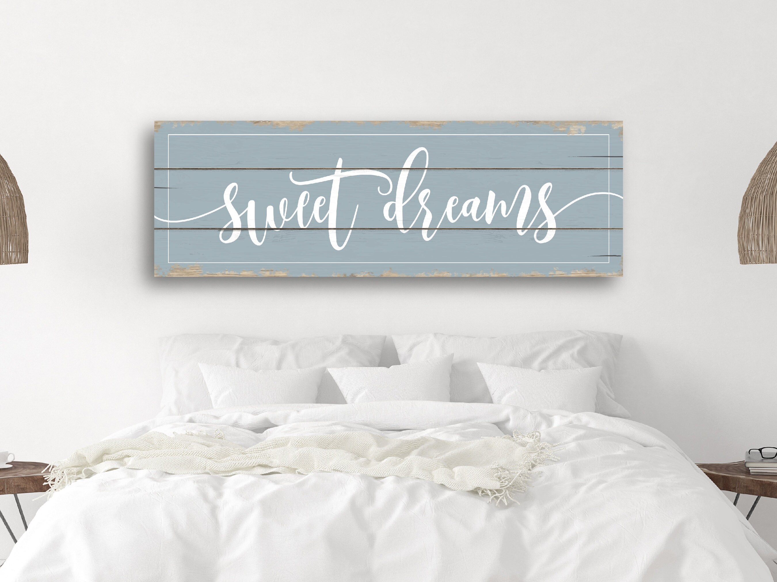 Sweet Dreams Wall Decor, Master Bedroom Sign for Over Bed Farmhouse ...
