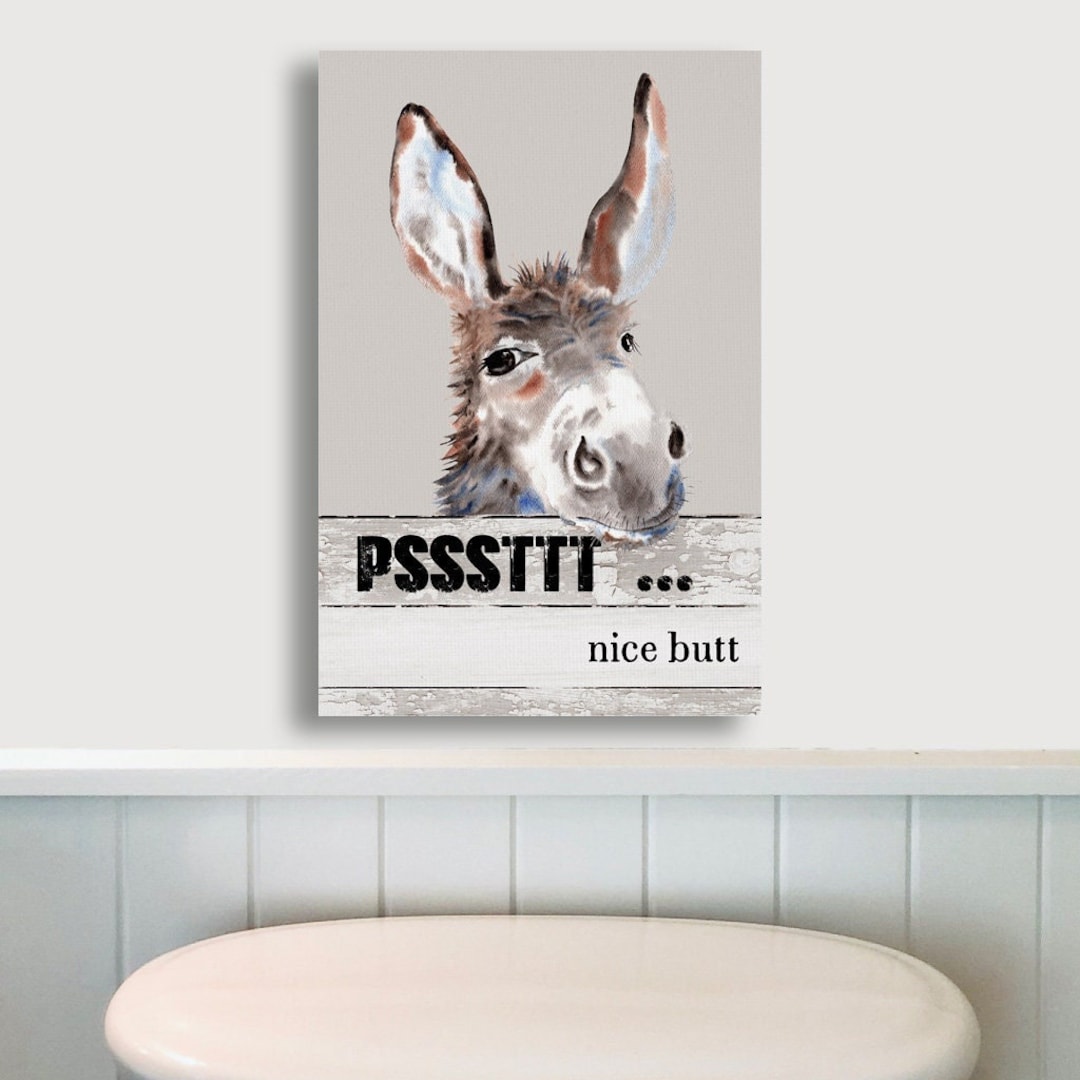 Nice Butt Funny Bathroom Sign, Farmhouse Country Canvas Wall Art With ...