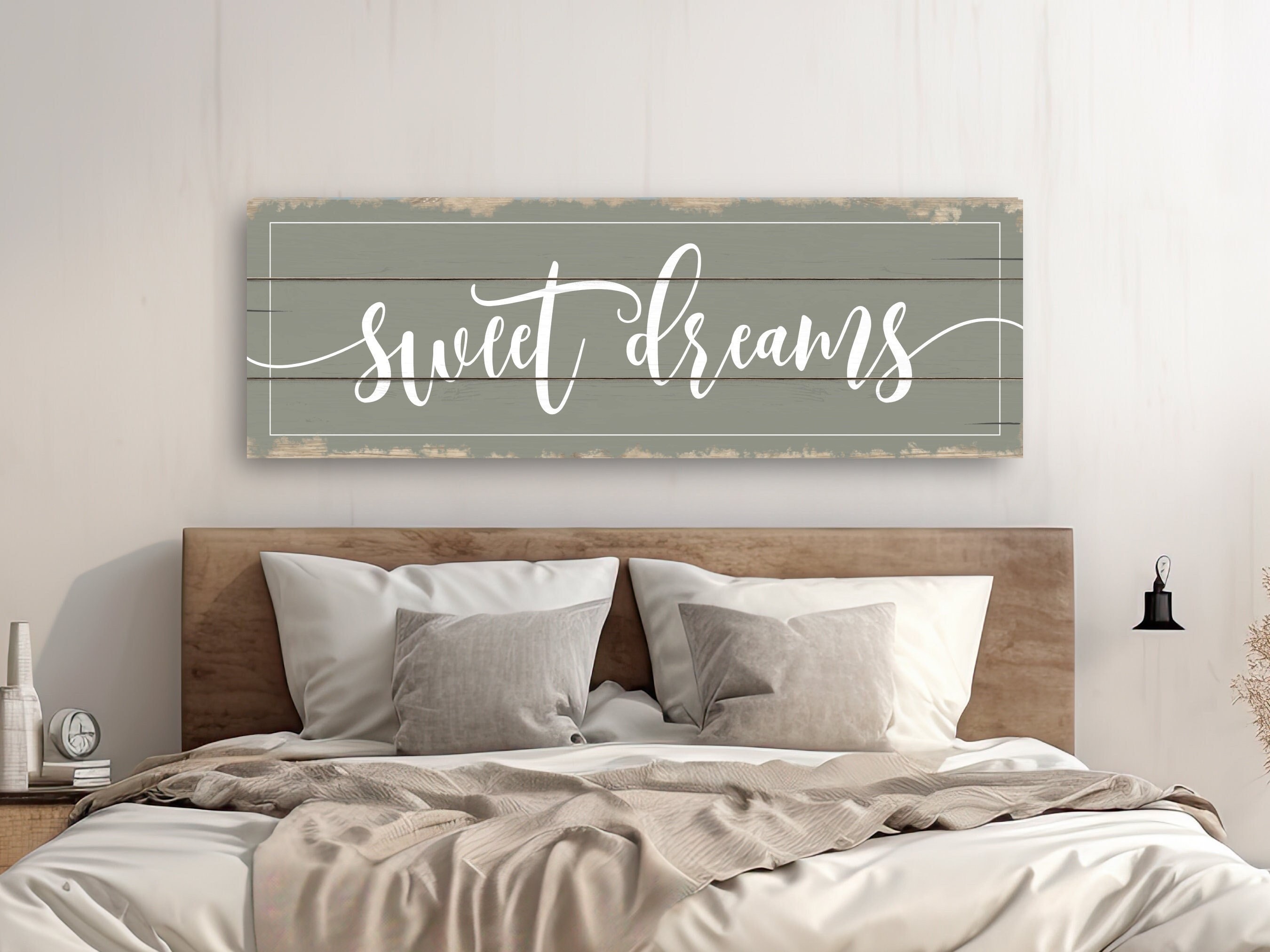 Sweet Dreams Wall Decor, Master Bedroom Sign for Over Bed Farmhouse ...