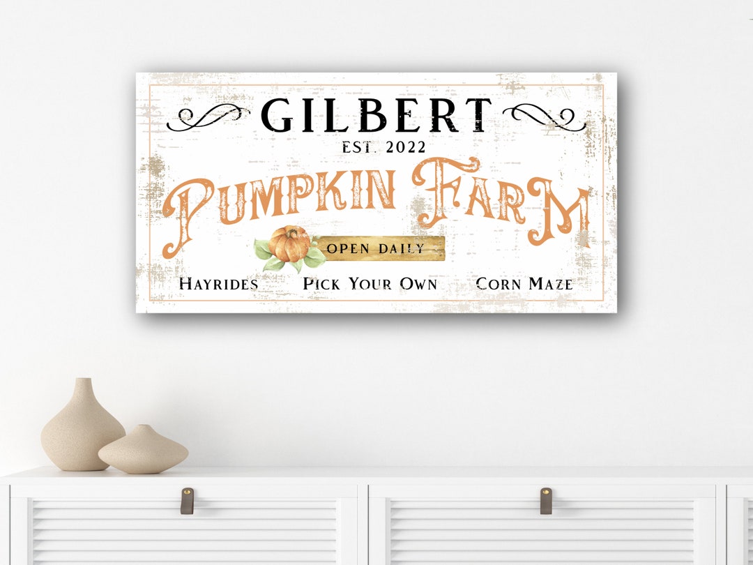 Pumpkin Farm Sign Rustic Fall Décor Personalized Family Name Canvas ...