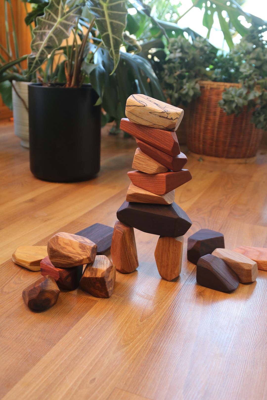 Wooden Stacking Rocks-balancing Stones-tumi Ishi-18 Pc Set ...