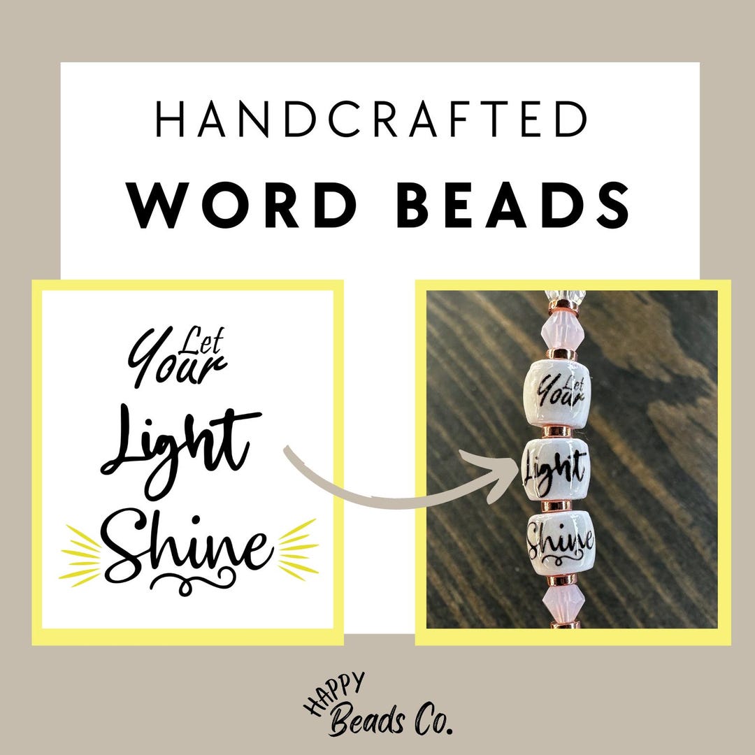 Let Your Light Shine Beads, Religious Word Beads for Bracelet Making, This Little Light of Mine ...