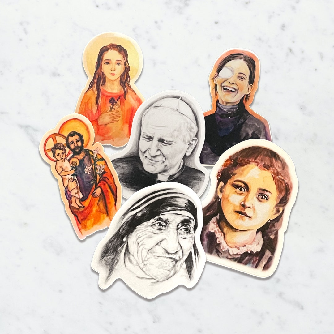 Saints Sticker Pack, 6 Saints, Catholic Stocking Stuffers, Catholic ...
