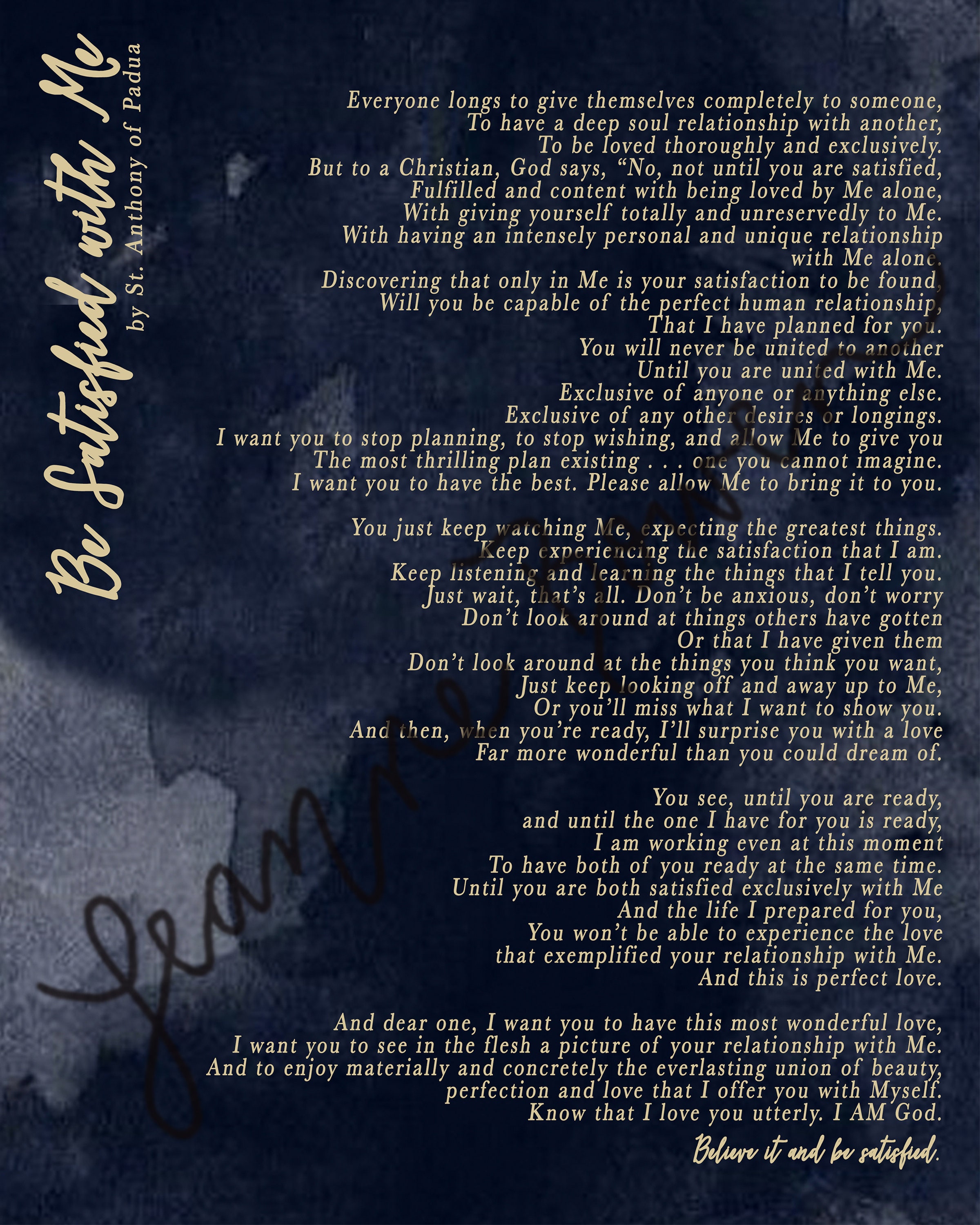 Be Satisfied With Me Digital Download - Etsy