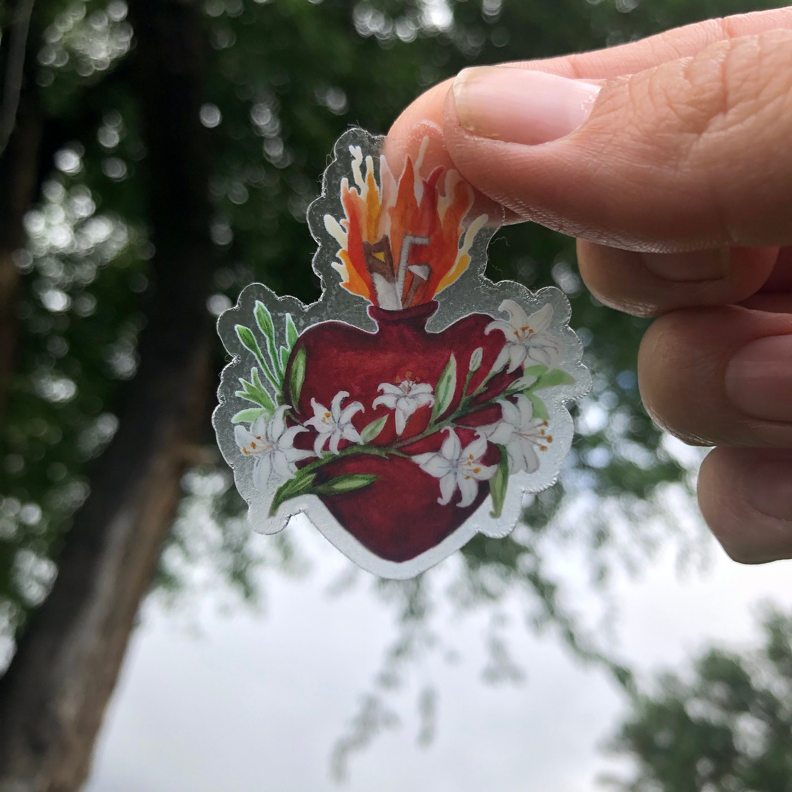 Clear 2 Vinyl Stickers, Holy Family Hearts Vinyl Stickers, Sacred Heart ...