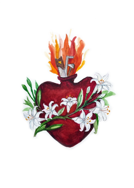 Chaste Heart Pure Heart of Joseph Watercolor Print Saint - Etsy