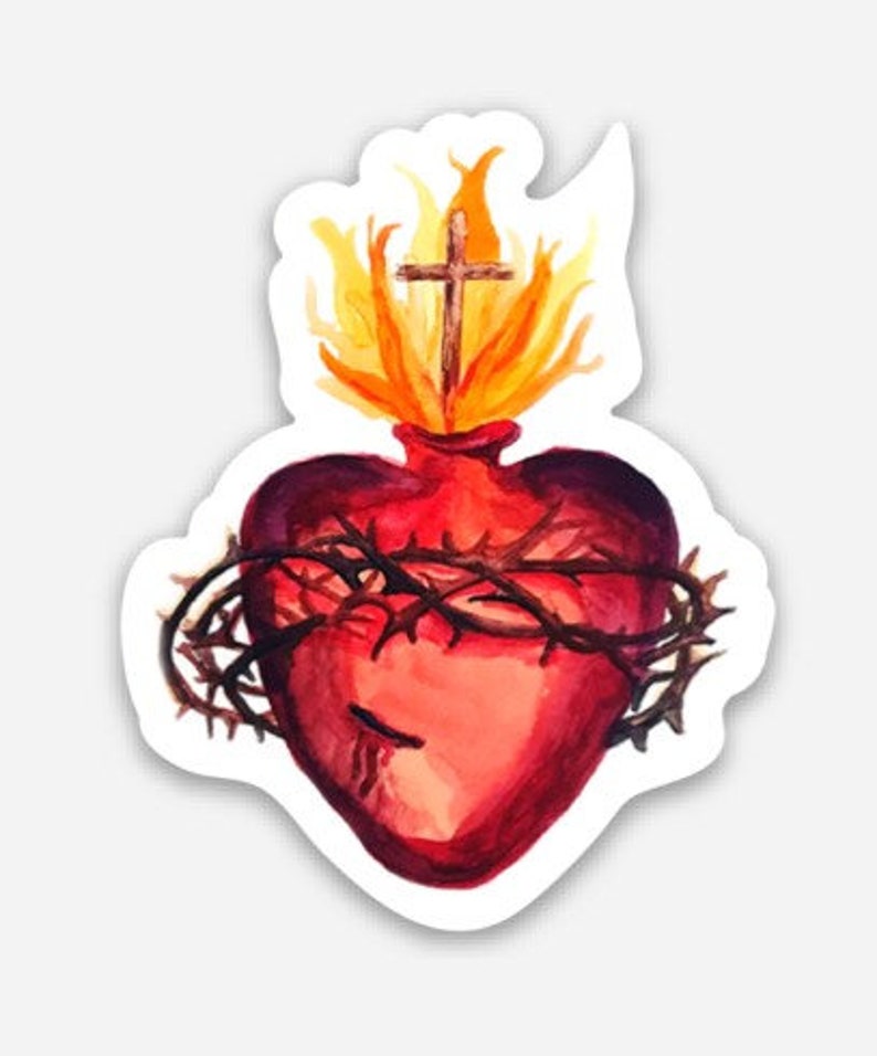 Holy Family Hearts White Vinyl Stickers Sacred Heart Vinyl | Etsy