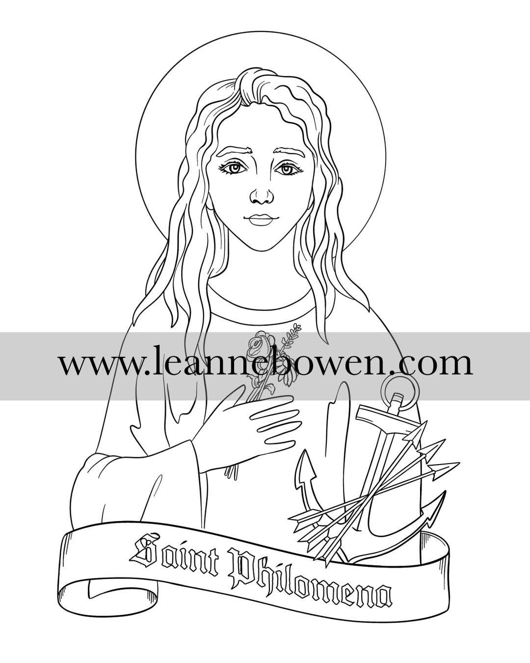 Saint Philomena Coloring Sheet Saints Coloring Sheet Digital - Etsy