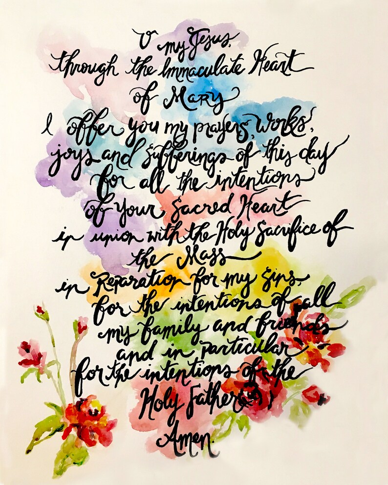 Catholic Morning Offering Prayer, Watercolor Art Print - Etsy