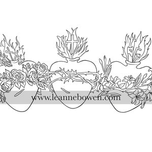 Hearts of the Holy Family Coloring Page, Sacred Heart Coloring Page ...