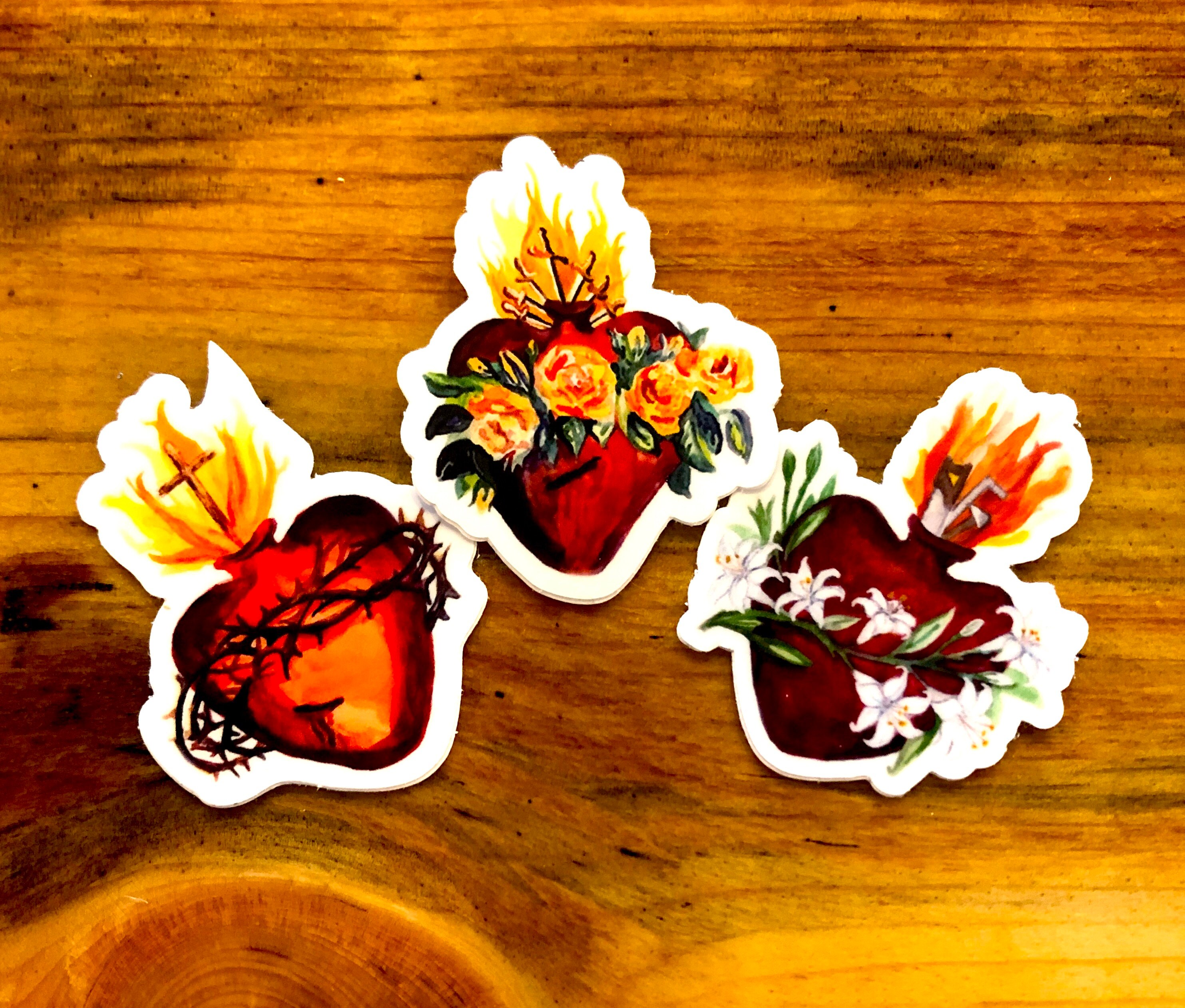 Holy Family Hearts White Vinyl Stickers Sacred Heart Vinyl | Etsy