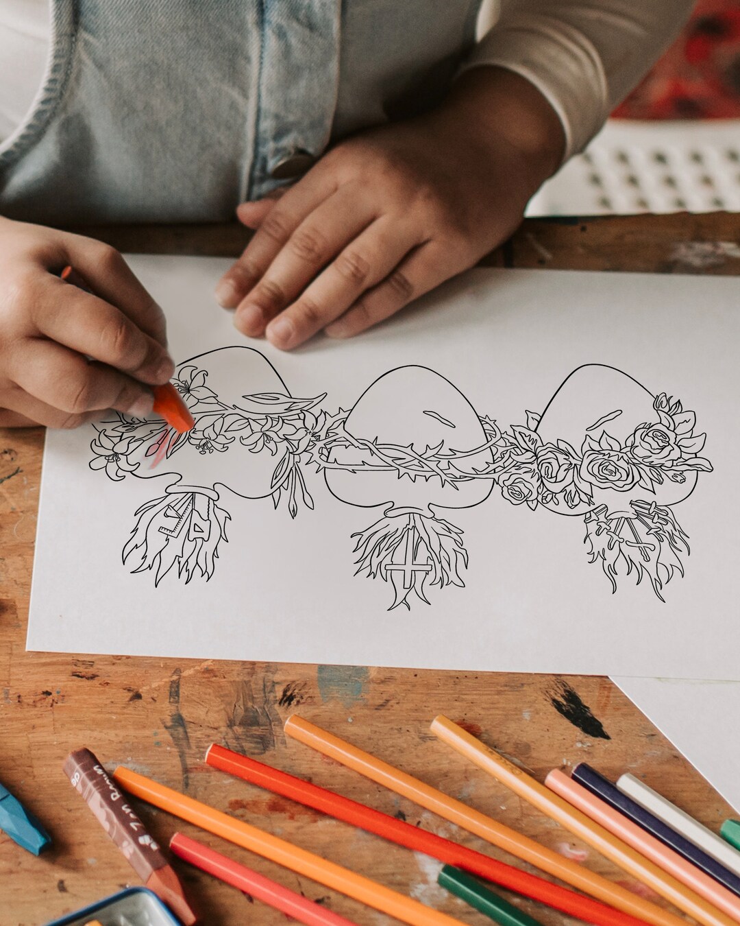 Hearts of the Holy Family Coloring Page, Sacred Heart Coloring Page ...