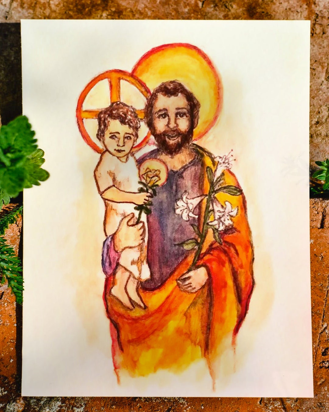 Saint Joseph Watercolor Print, Holy Family Catholic Art - Etsy