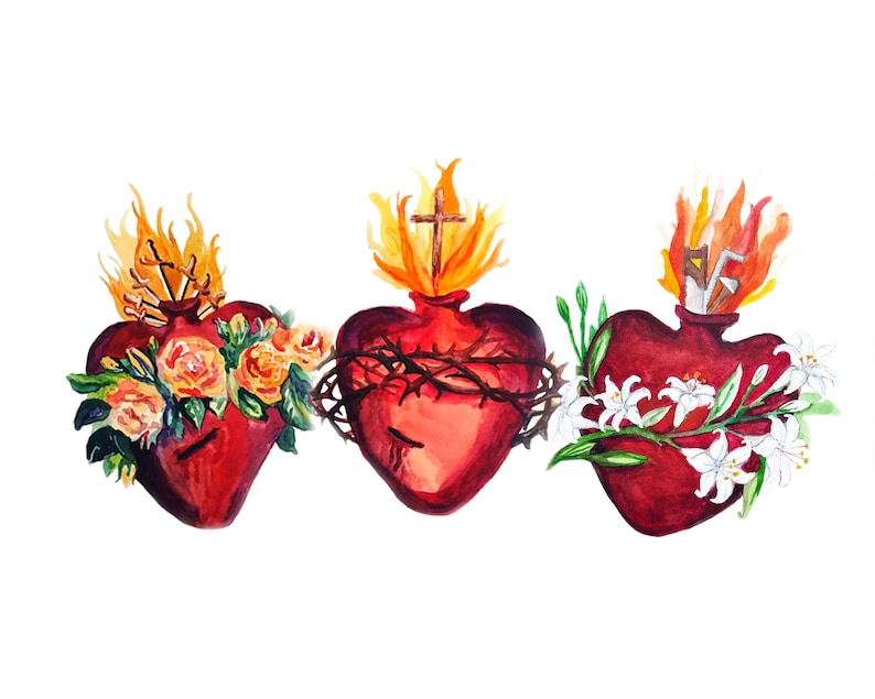 The Hearts of the Holy Family Sacred Heart of Jesus | Etsy