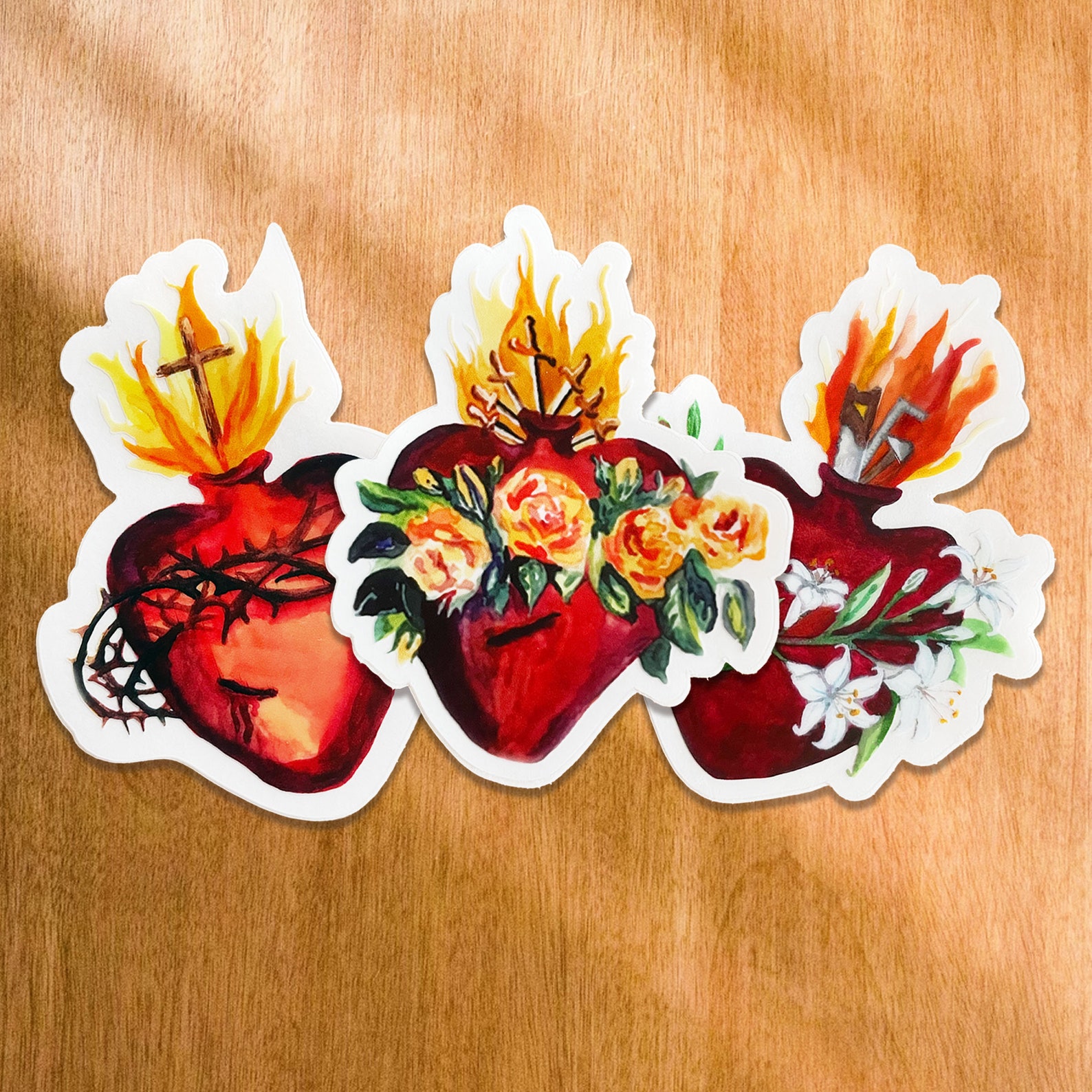 Holy Family Hearts White Vinyl Stickers Sacred Heart Vinyl - Etsy