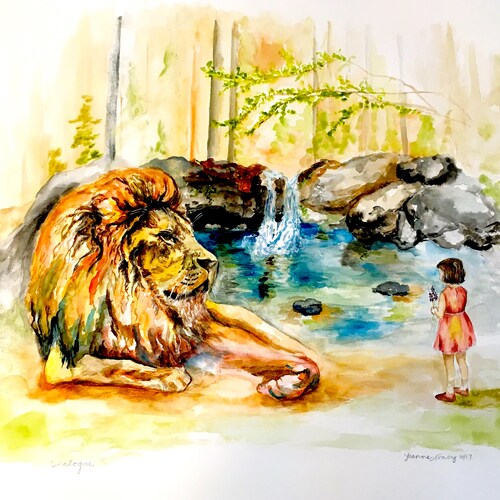 Aslan and Lucy Narnia Print | Etsy
