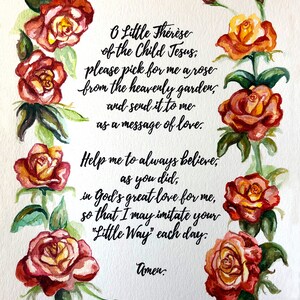 Saint Therese Prayer Print, Catholic Art, Little Flower - Etsy