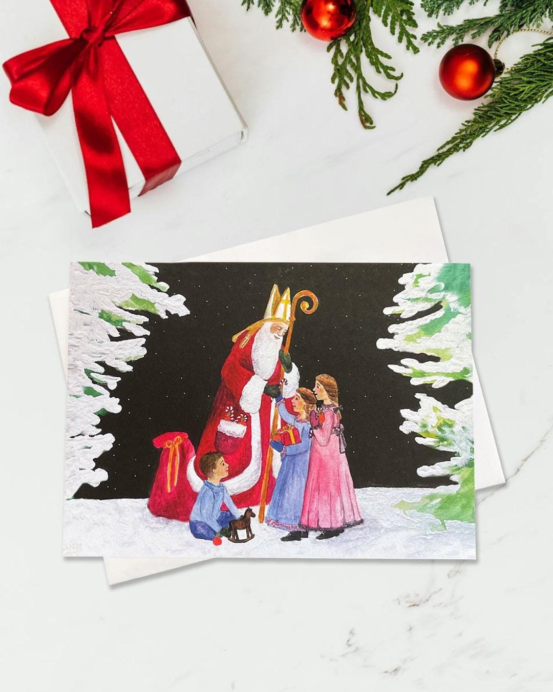 Jolly Saint Nicholas Christmas Card, Catholic Prayer Card - Etsy
