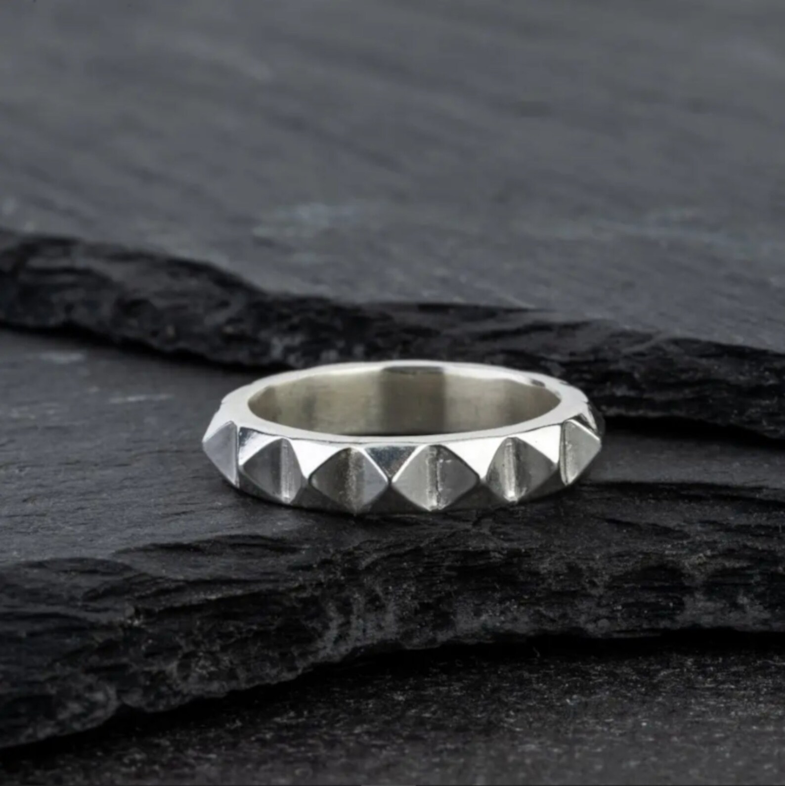 Silver Studded Ring - Etsy