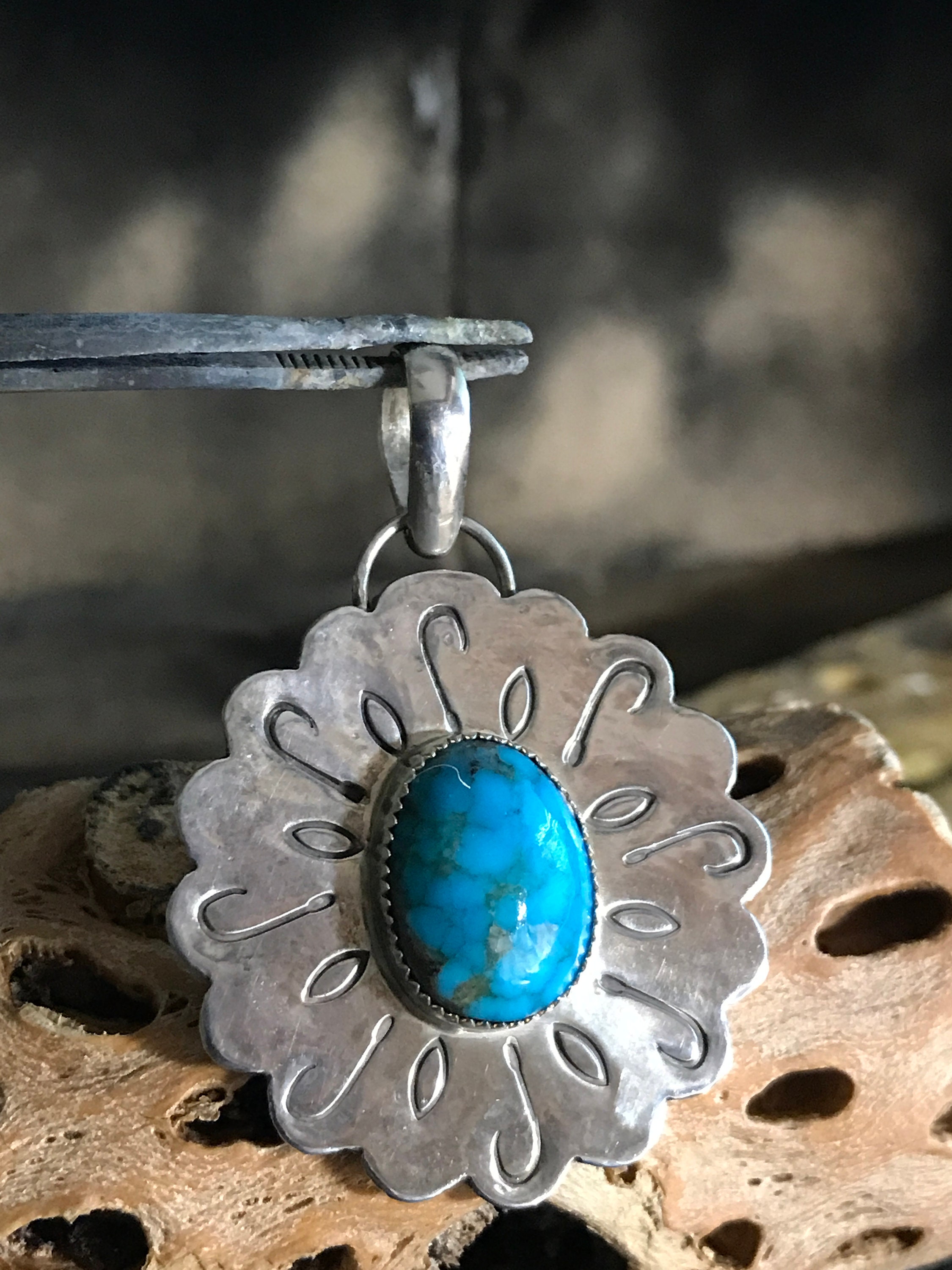 Kingman Waterweb, Spiderweb Turquoise Pendant - Etsy