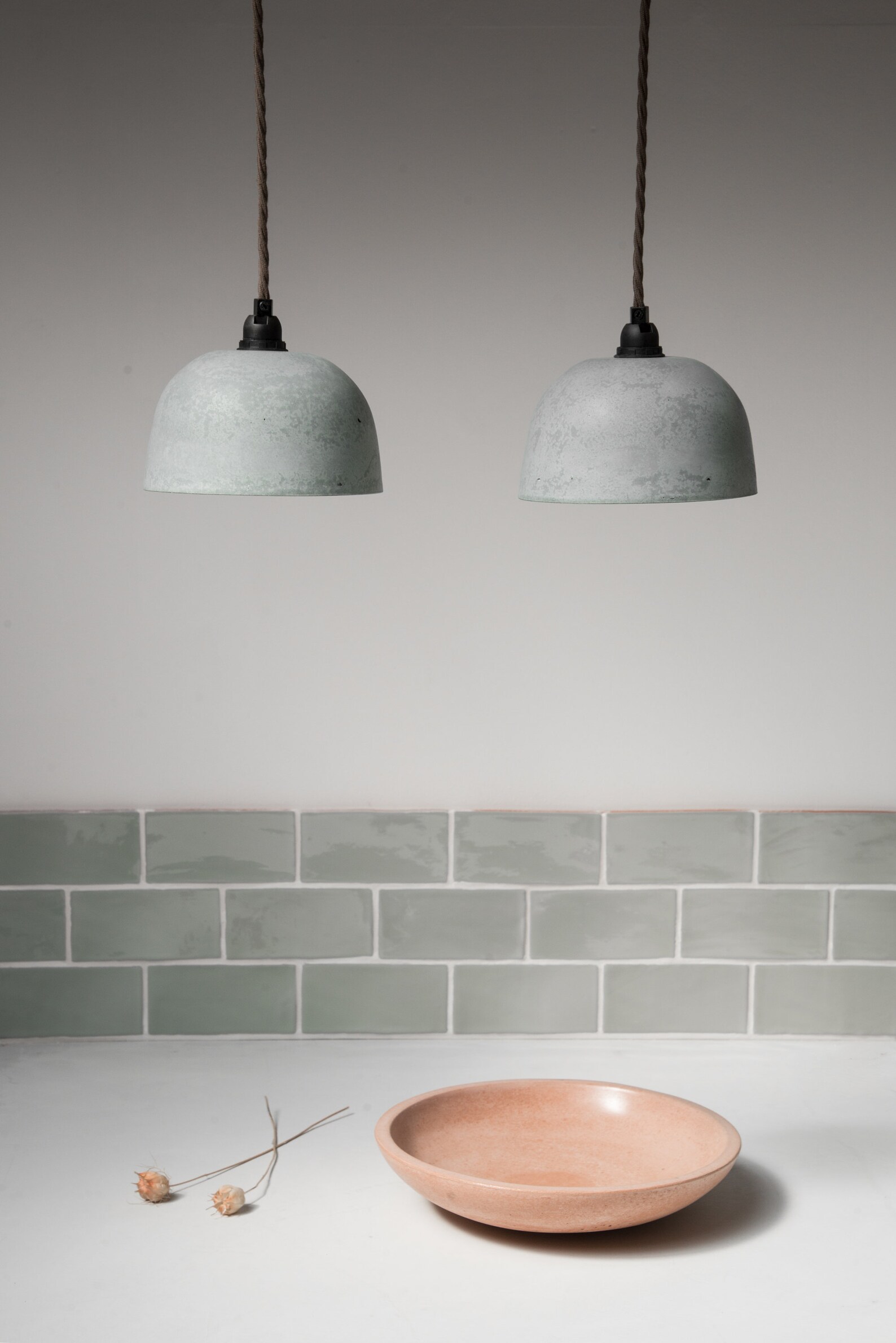 Small GREY Lightweight Concrete Ceiling Pendant Lampshade / Modern ...