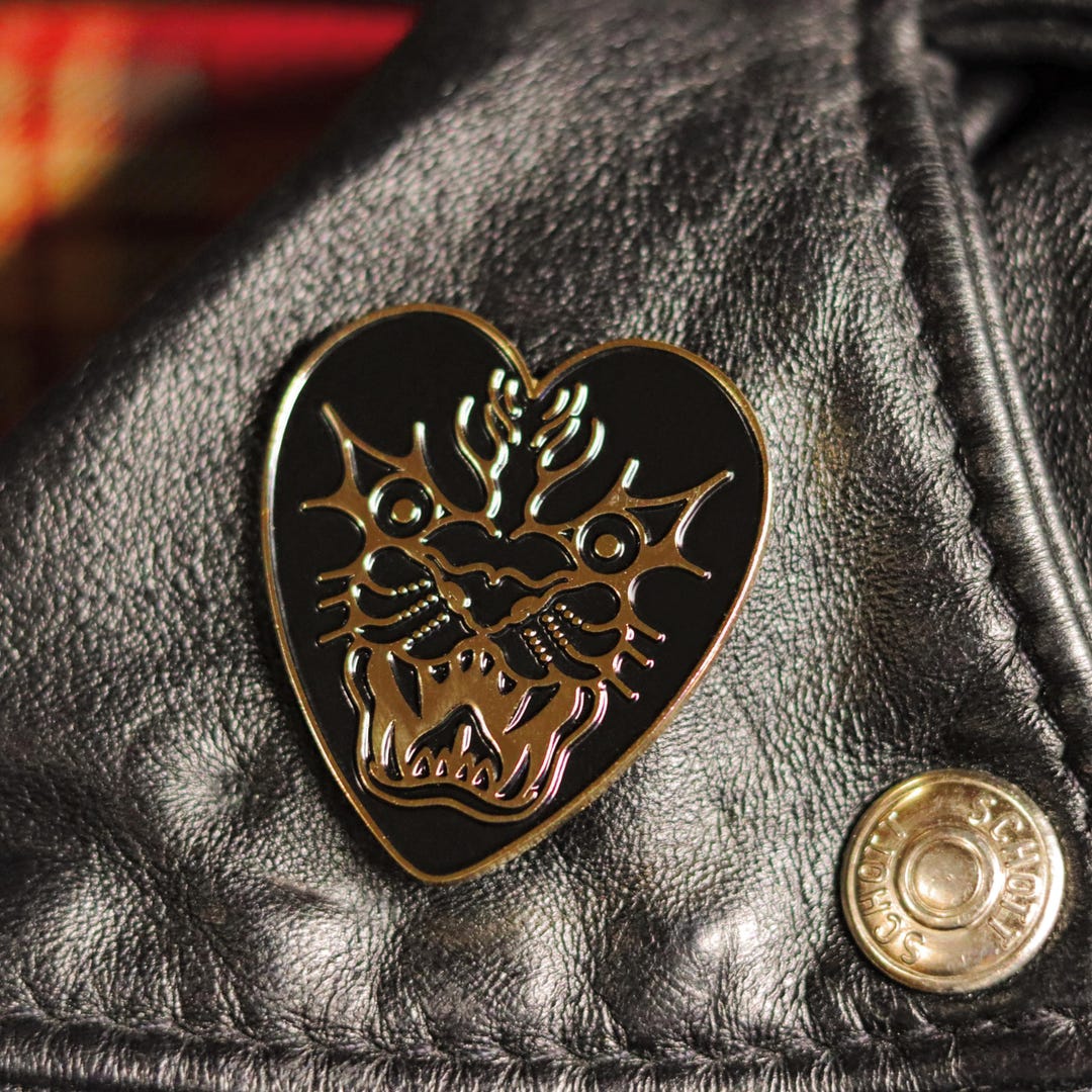 Heart Panther Enamel Pin Balck and Gold - Etsy