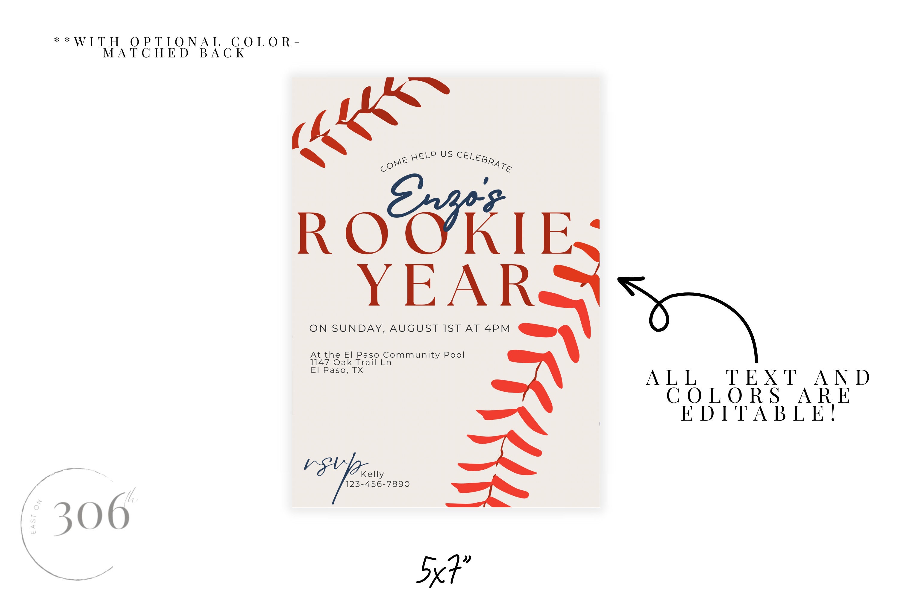 Rookie Year 1st Birthday Invitation, Baseball Party Invite for Oneyear ...