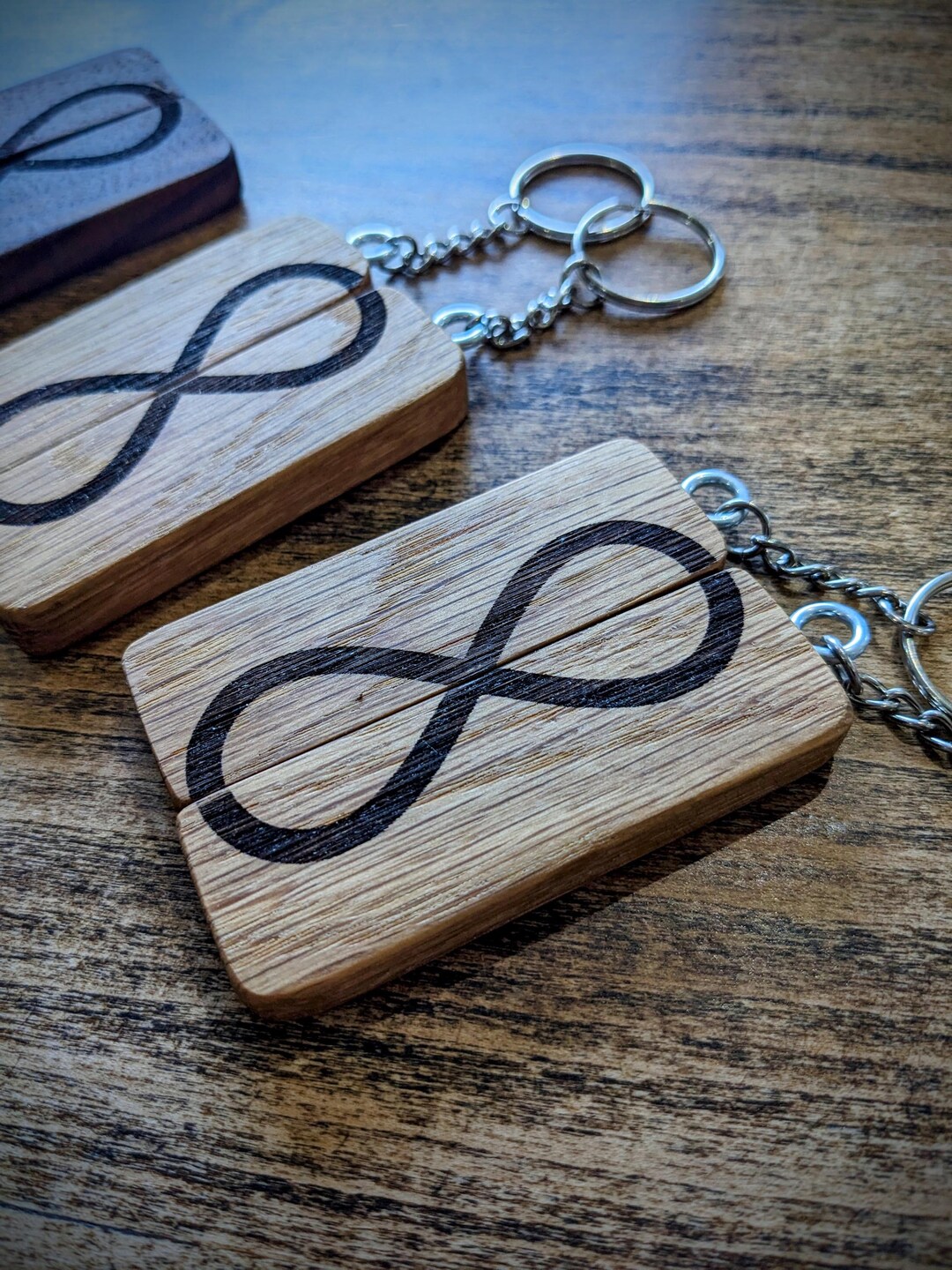 5th Anniversary Wood Keyrings: Personalized Infinity Matching Keychain ...