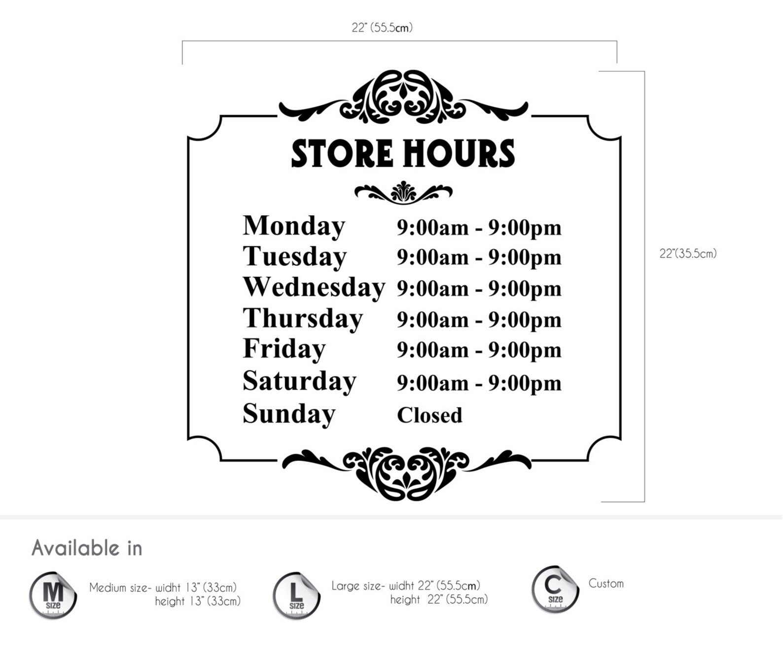 STORE WORK HOURS Custom Store Shop Salon Business Working - Etsy
