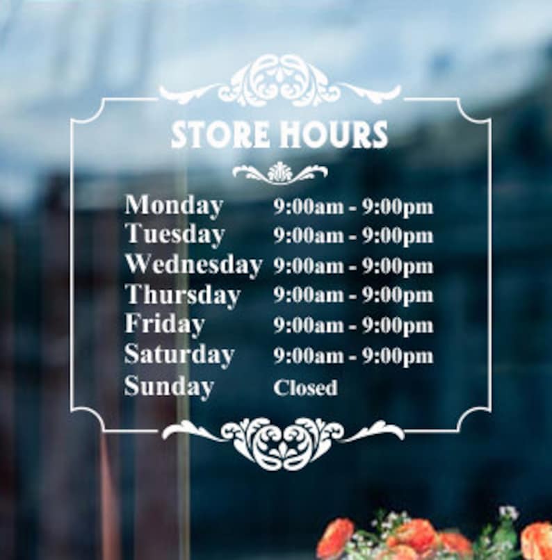 STORE WORK HOURS Custom Store Shop Salon Business Working - Etsy
