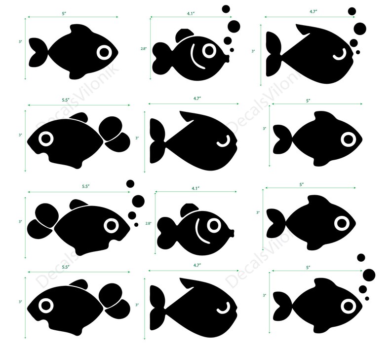 WINDOW DECAL Set of 12 Fishes Made From Frosted Crystal Vinyl - Etsy