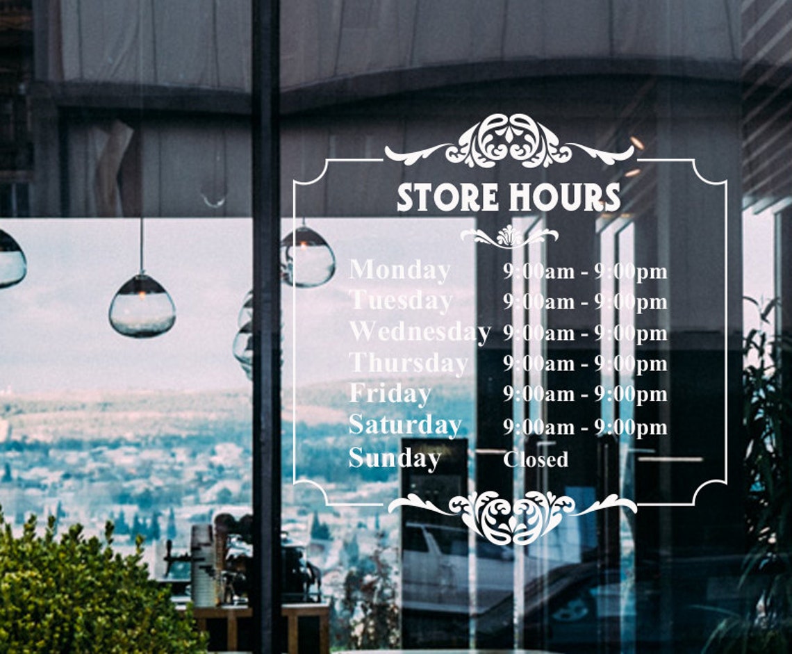 STORE WORK HOURS Custom Store Shop Salon Business Working - Etsy