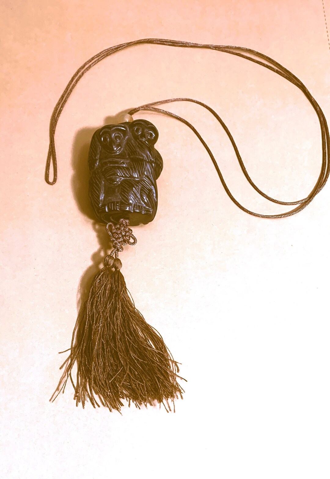 Vintage Chinese, Monkey Pill Box Necklace, 2 Monkeys Carved Pendant ...