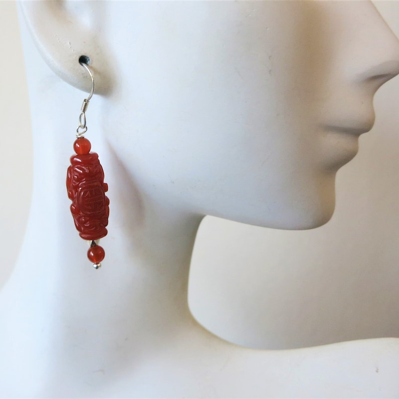 Chinese Shou Earrings - Etsy