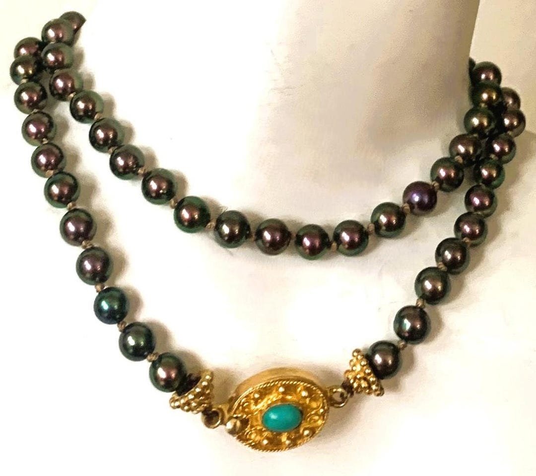 Rare Vintage Peacock Japan Akoya Pearls Choker Necklace , Saltwater ...