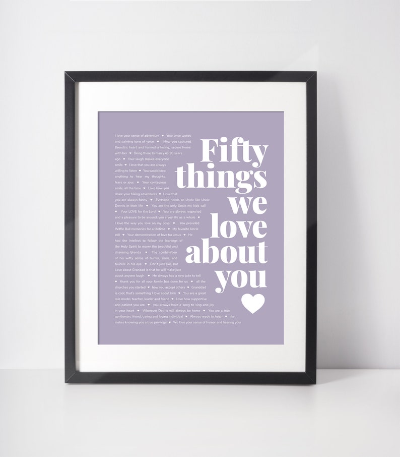 25 THINGS We Love About You 25th Birthday Husband's 25th - Etsy