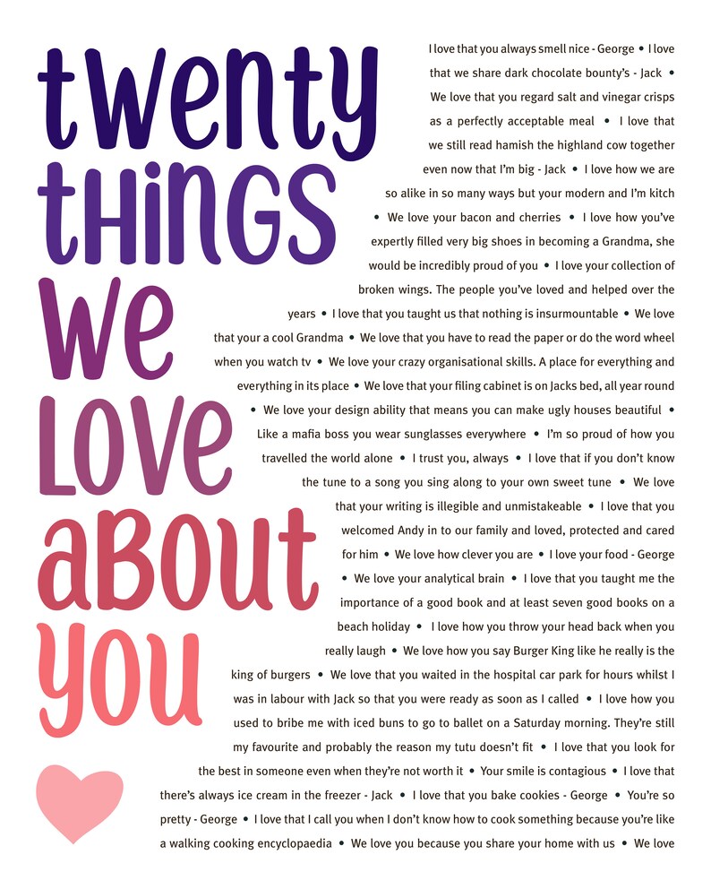 20 THINGS We Love About You; 20th Birthday; Sister 20th Birthday ...