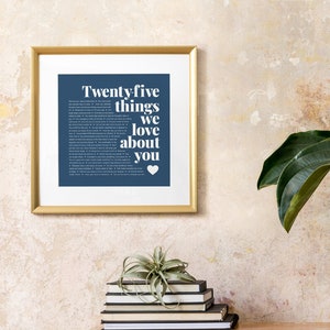 25 Things We Love About You Personalized Printable, 25th Birthday Gift ...