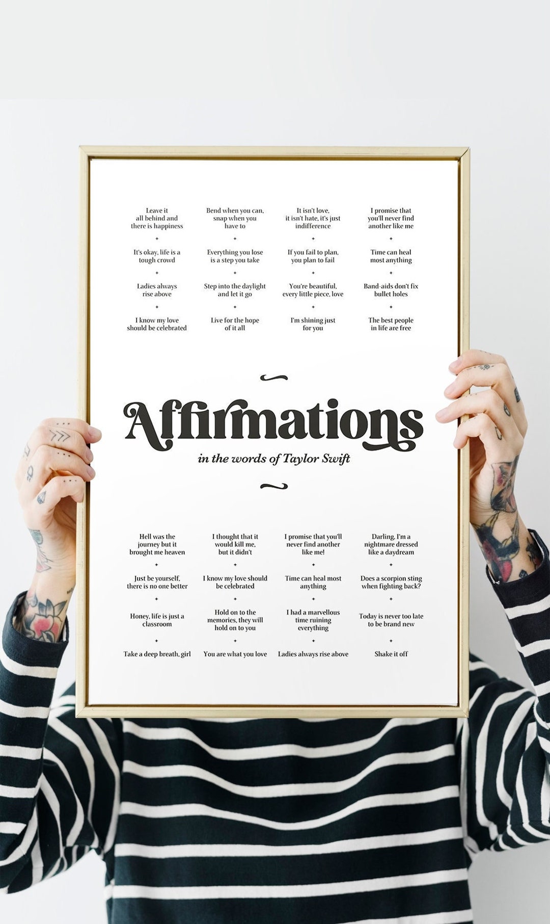 Daily Affirmations in Taylor Swift Lyrics Taylors Version, Swiftie ...